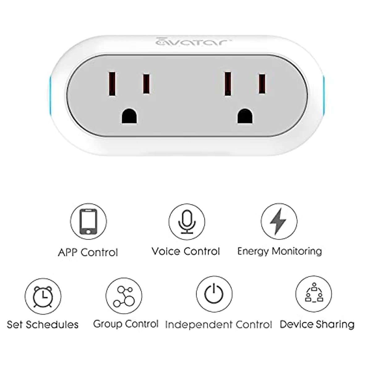 Energy Monitoring Dual Socket Smart Plugs That Work with Alexa Google Home Siri, Wireless 2.4G WiFi Outlet Controlled by Smart Life Tuya Smartthings, 10A Mini Socket Enchufe Inteligente with Timer