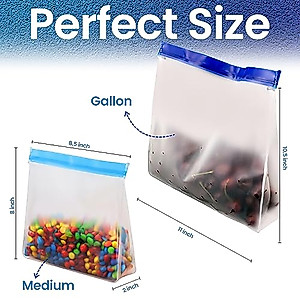 Reusable Food Storage Bags, 4 Pack BPA Free Food Grade Reusable Stand Up Bags, 2 Reusable Gallon Bags, 2 Reusable Freezer Bags, Leakproof Reusable Bags Silicone