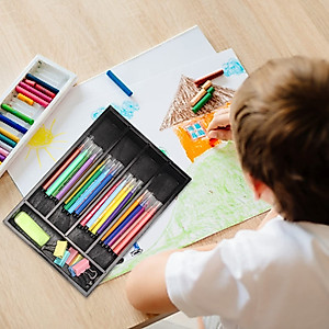 Ayiaren Kitchen Utensil Drawer Organizer Wooden Cutlery Tray Wood Silverware Drawer Divider Flatware Organizer Utensils Tray Black Bamboo Cutlery Organizer for Drawer Inserts Silverware Tray