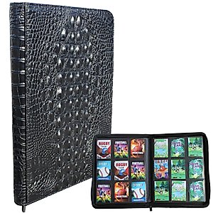 TURKRA Classical 504 Pockets Black Crocodile Pattern Leather Cover Card Binder, Premium 9-Pocket Card Album for collectible trading cards and sports cards