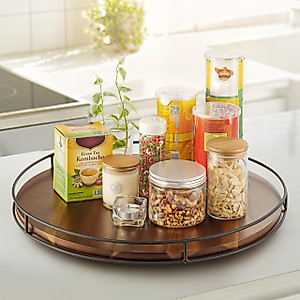 TIDITA 18" Acacia Lazy Susan Turntable for Table - Extra Large Wood Lazy Susans Organizer for Countertop - Wooden Charcuterie Boards Cheese Board - Kitchen Turntable Storage (Acacia, 18 inch)