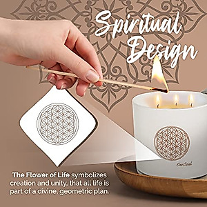 Large Exotic Spiced Vanilla Candle, Scented Candles for Home, Hand-Poured Aromatherapy 3 Wick Candle for Gift with Flower of Life Design, 50-Hour Burn Time, 14oz OneSoul Collection
