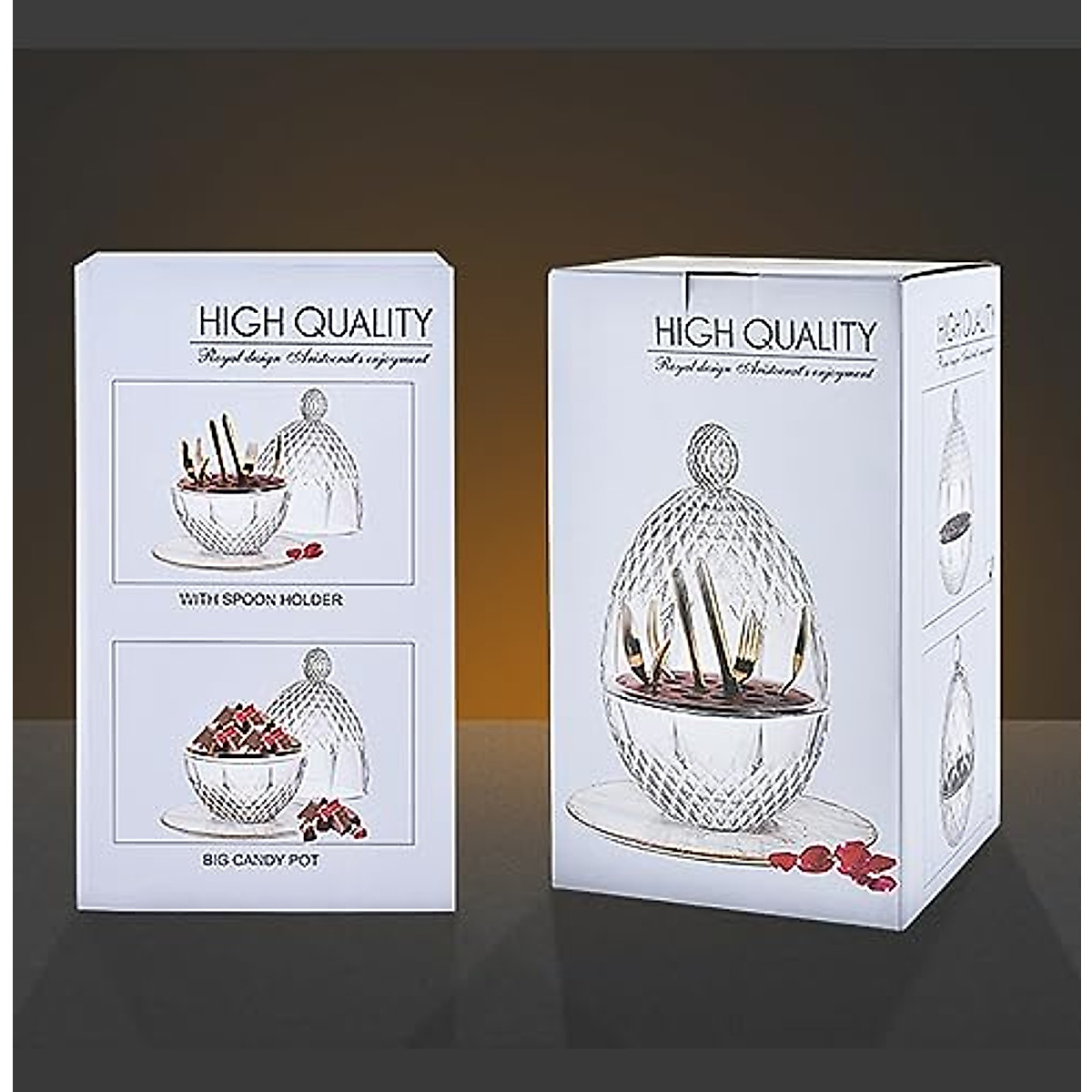 Silverware Set Gold Flatware 24-Piece for 6 Food-Grade Stainless Steel Tableware Cutlery Set Mirror Finished Utensil Sets for Home Restaurant Crystal Egg-Shaped Organizer Storage