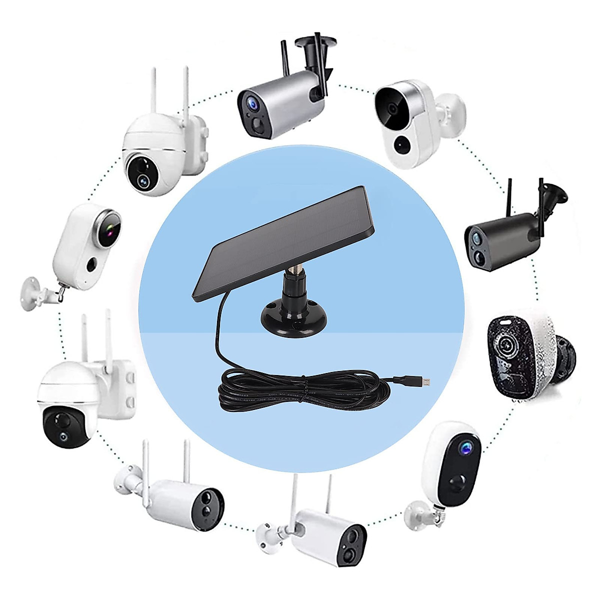 4W Solar Panel for Security Camera, DC 5V Micro USB & USB C Port Solar Panel, IP65 Waterproof Solar Charger for Eufycam, Arlo Essential Spotlight, XL Spotlight Cameras (Black)