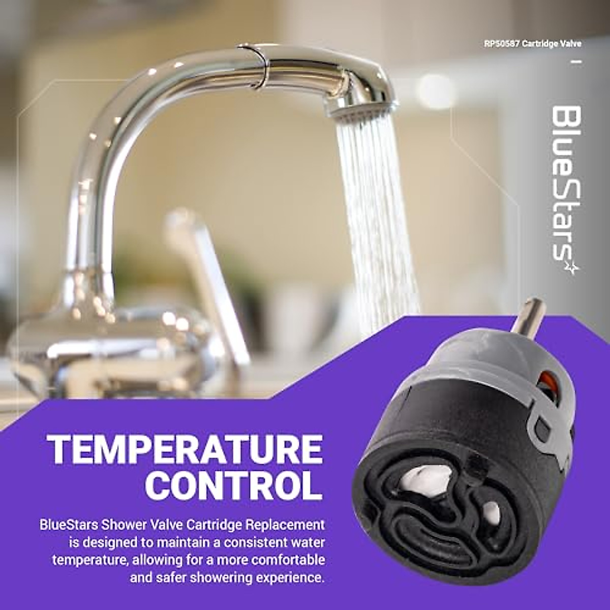 BlueStars RP50587 Cartridge Valve - Fit Delta Faucets Kitchen and Kitchen Faucet Repair Kit - Replacement for Single Handle Valve Cartridge RP50587