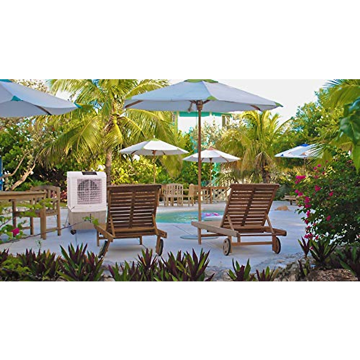 Hessaire MC26A Portable Evaporative Cooler, Humidifier, 2100 Cubic FPM, Cools 700 Sq. Ft., 2.5 GPH, White. For Garages, Shops, Patios, Pools, Workshops, Includes Remote Control for Ease of Operation