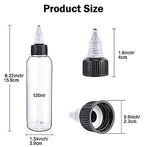 BOMEX 20 Pack 1oz Dispensing Bottles with Twist Top Cap,Small Plastic Squeeze Bottles Boston Round LDPE Bottle for Crafts,Kitchen,Household，Art, Glue（Black） (Black 4oz)