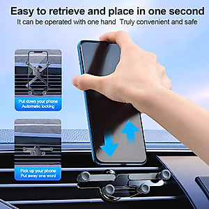 Rednow Car Vent Phone Mount,Invisible Rotatable Air Vent Mount Car Phone Holder 360°Anti-Shake Universal Phone Mount,Car Dashboard & Never Blocking Air Vent Clip Cell Phone Holder for Car (Black)