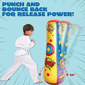 JOYIN Punching Bag for Kids, 47 Inches Kids Double-Sided Inflatable Punching Bag with Bounce-Back Action(1 Pack)