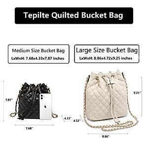 Tepilte Quilted Tote Bag for Women Croseebody Handbags Solid Color Satchel Handbags with Metal Shoulder Strap(Champagne)