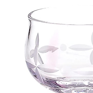 Tomi Craft, Otaru Kiriko Ochoko, Japanese Sake Cups, Beautiful Cut Glass, Craftsmen in Otaru Hokkaido, Hand Made in Japan, Tomi Glass OG101 (Pink)