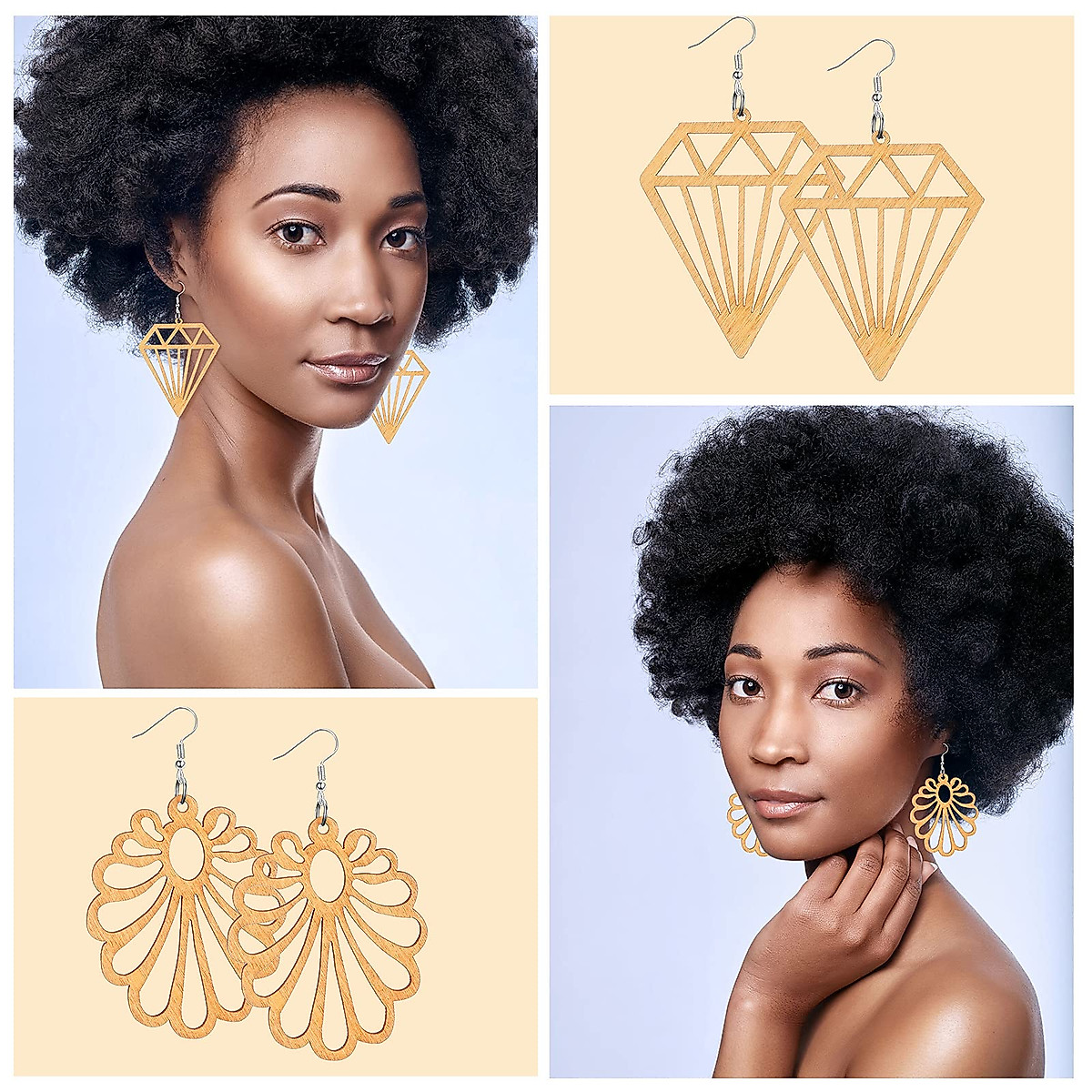 Hicarer 20 Pairs African Wooden Dangle Earrings Drop Earrings Boho Pendant Dangle Earrings Jewelry Natural Wooden Dangle Earrings for Women(Boho Style)