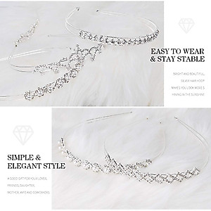 Teenitor 5Pcs Crystal Headband Set, Jewelry Rhinestone Women Girl Hair Style Accessories Wedding Party Tiara Headdress- Silver Tiara for Little Girls