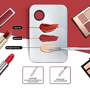 ALIOBC Makeup Mixing Palette, Upgrad Stainless Steel Metal Mixing Tray with Spatula Artist Tool for Mixing Foundation Nail-Art