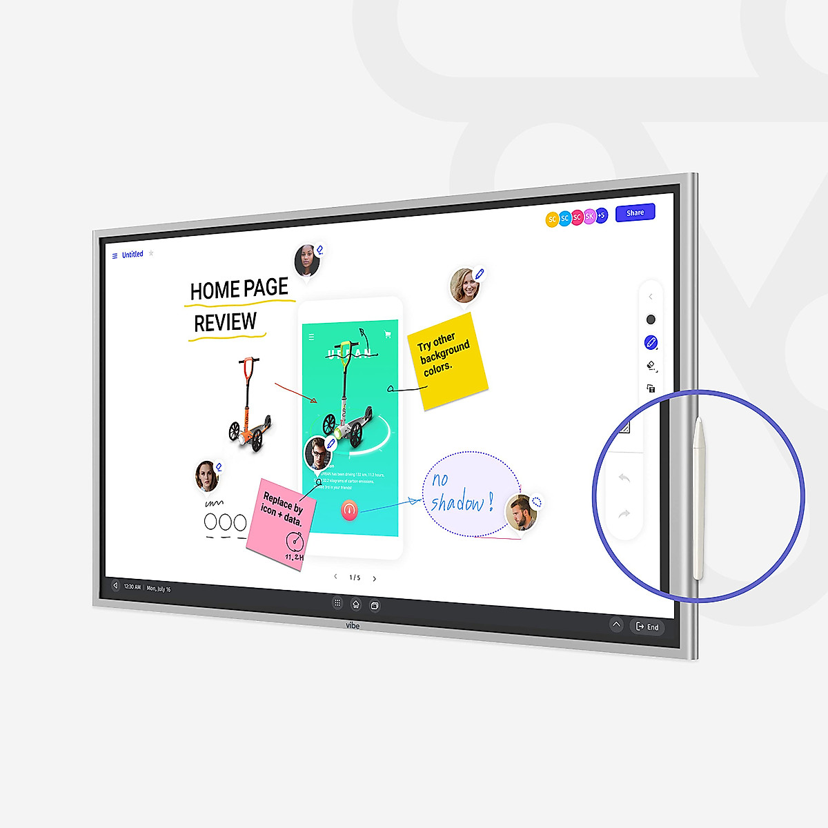 Vibe Touch Stylus for Vibe Board 55' - Passive Stylus Pen, High Sensitivity and Precision, Compatible with Vibe Board (Includes Two Styluses)