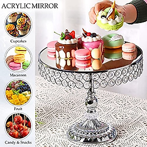 Set of 6 Silver Cake Stands Round Metal Party Cake Stand Set with Crystal Edge Dessert Display Plate Cupcake Holder Stands for Wedding Party Birthday Baby Shower Anniversaries Celebration Home Decor