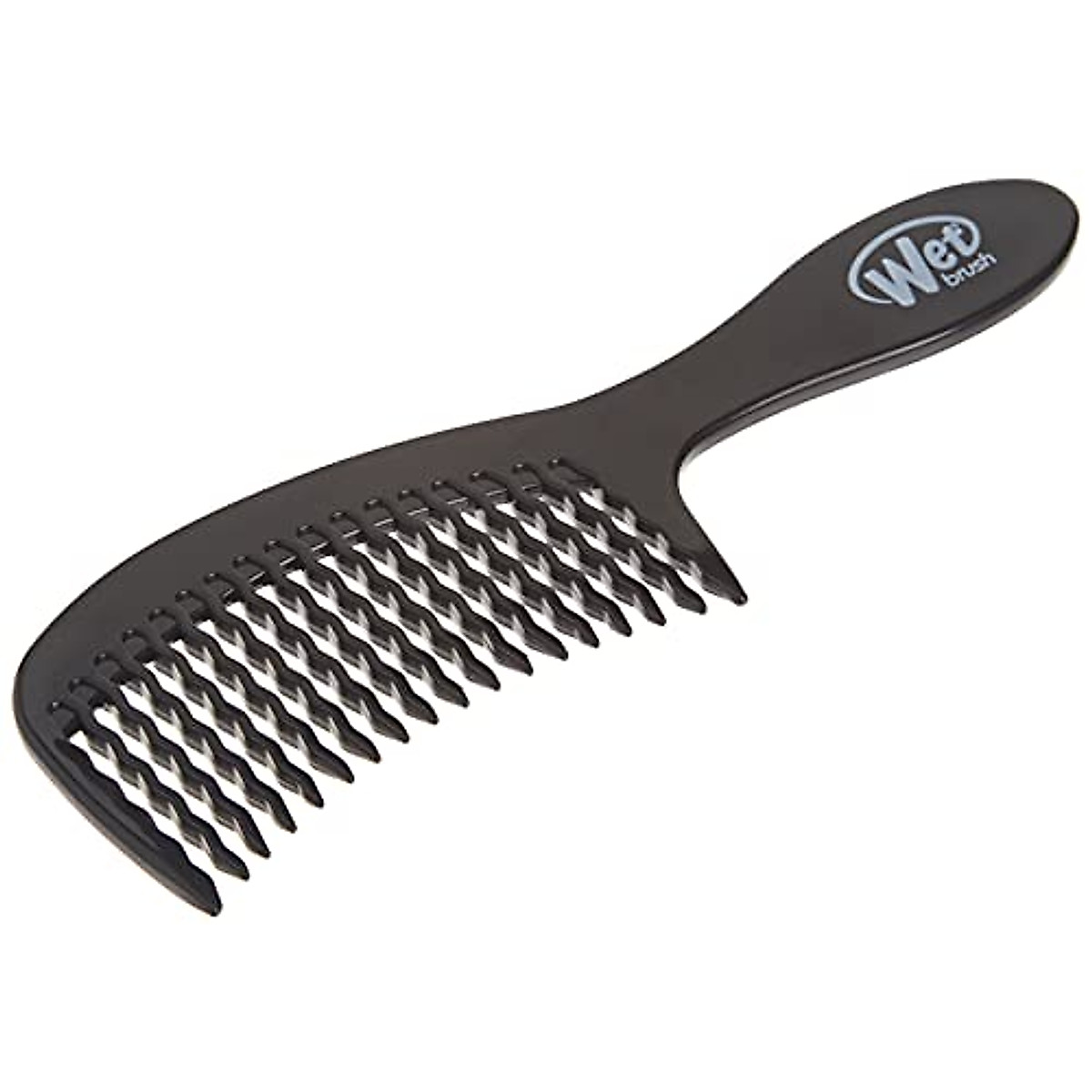 Wet Brush Detangling Comb, Black - Wide Tooth Hair Detangler with WaveTooth Design that Gently and Glides Through Tangles - Brush Throough Conditioner and Hair Masks - Gentle On Scalp and Pain-Free