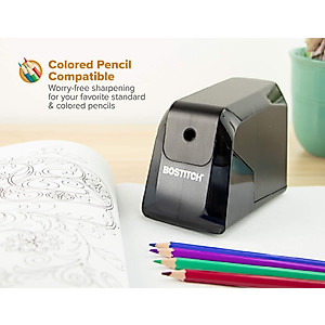 Bostitch Office Battery Pencil Sharpener, 4X Longer Cutter Life, Tip Saver Technology, Black (BPS4-BLK)