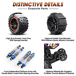 HAIBOXING Brushless RC Car 16890A 1/16 Scale 4X4 Fast Remote Control Truck 48 KM/H Top Speed, Hobby RC Cars for Adults and Boys All Terrain Off-Road Truck with Spare Paddle Tires for Sand Land