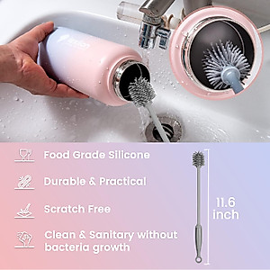 Lexlion Tea Infuser Bottle - Fruit Infuser Water Bottle 32 Oz, Triple Walled Insulated Stainless Steel Bottle, Thermal Leaf Infuser, Silicone Sleeve, 3 Lids Leakproof, Metal Mug Gallon