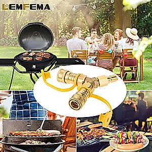Lemfema 3/8” Y Splitter Natural Gas Quick Connect/Disconnect Adapter, Suitable for Low Pressure Natural Gas or Propane Systems for Natural Gas Grill, Patio Heater, RV, Fire Pit