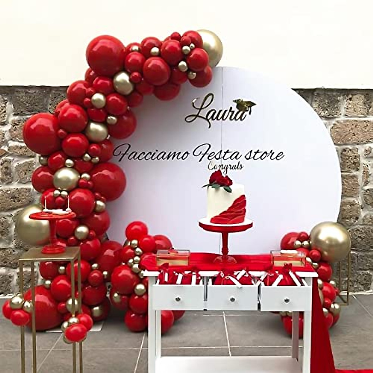 RUBFAC 87pcs Ruby Red Party Balloons Different Sizes 18 12 10 5 Inches for Garland Arch, Premium Red Latex Balloons for Birthday Party Wedding Baby Shower Christmas Decorations