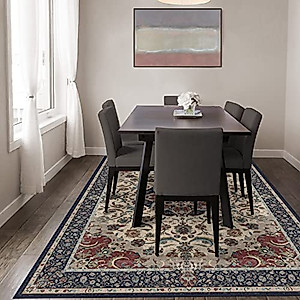 RUGGABLE Sima Washable Rug - Perfect Vintage Area Rug for Living Room Bedroom Kitchen - Pet & Child Friendly - Stain & Water Resistant - Royal Blue 6'x9' (Standard Pad)