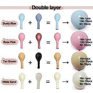 Dusty Rose Brown Balloon Garland Blue Pink Balloons Double Stuffed Tan White Sand Balloon Latex Pastel Balloons Arch Kit For Gender Reveal Baby Shower Birthday Party Decoration