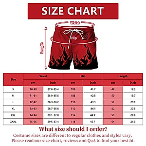 Alaiyaky Anime Men’s Swim Trunks Elastic Waist Board Quick Dry Board Shorts with Pockets for Men Summer Beach Bathing Suits (as1, Alpha, s, Regular, Regular, Black-Red)