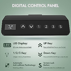 Homall Electric Standing Desk with Triple Drawers, Adjustable Height Stand Up Desk, 55 x 24 Inch Table with Storage Shelf, Sit Stand Home Office Desk with Splice Board (Black)