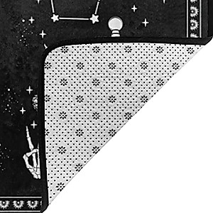 Skull Black and White Snake Moth Skeleton Mandala Moon Star Pattern Area Rug Rugs Non-Slip Floor Mat Doormats Living Dining Room Bedroom Dorm 60 x 39 inches inches Home Decor