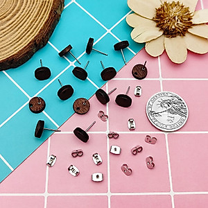 Wooden Earring Studs for Jewelry Making,100Pcs Wood Earring Posts Earrings Findings Wood Round Stud Earrings with Loop Earring Pin Stud Bulk with Earrings Backs for DIY Earrings Making Supplies