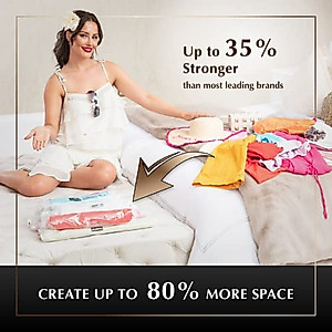 GENIE SPACE - Incredibly Strong Premium Space Saving Roll Up Bags | Variety 10 Pack (4L+3M+3S) | Create 80% More Space | Ideal for Travel or Around The Home.