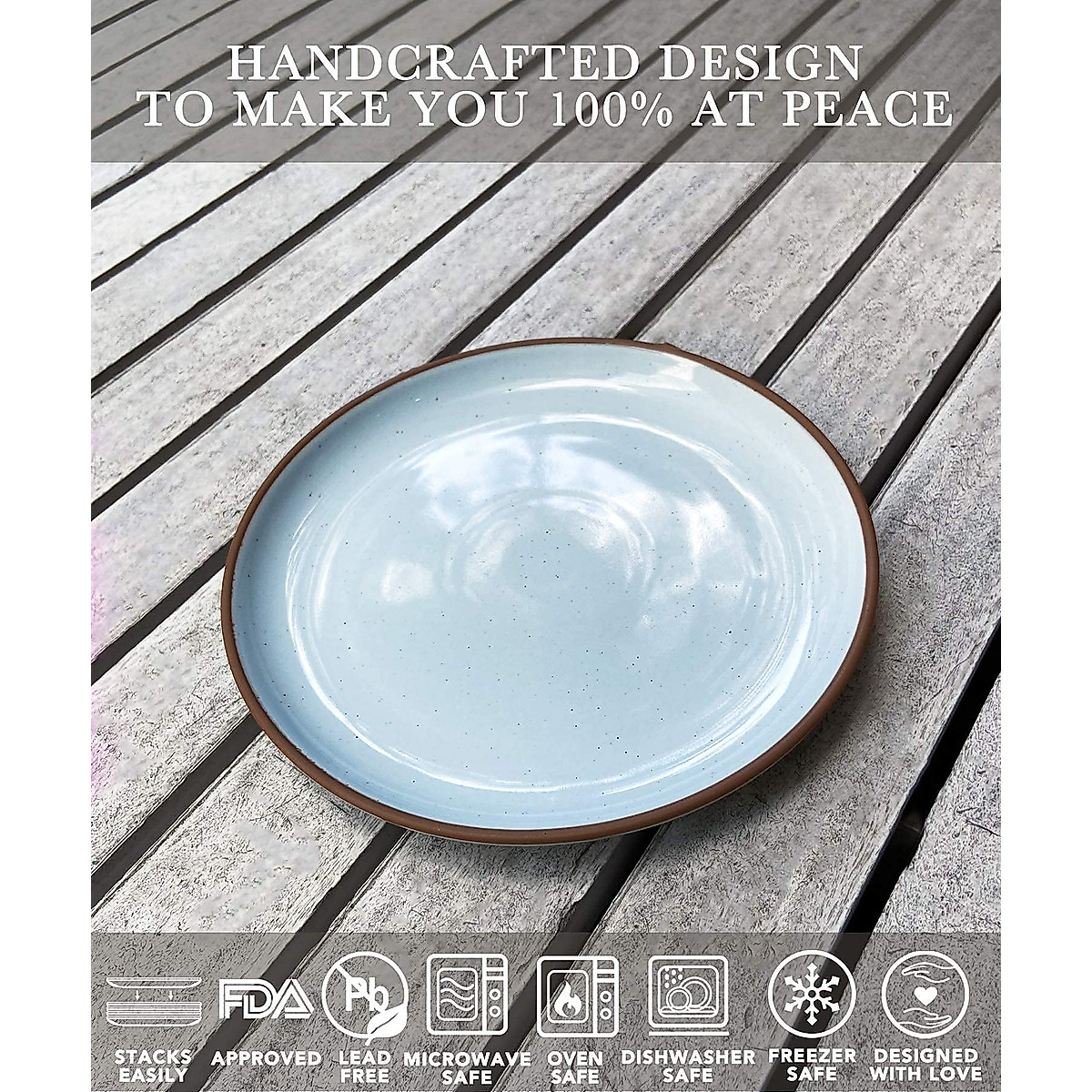 Mora Ceramic Dinner Plates, Salad Plates, Cereal Bowls Bundle. Microwave, Oven and Dishwasher Safe, Scratch Resistant, Modern Dinnerware - Assorted Colors