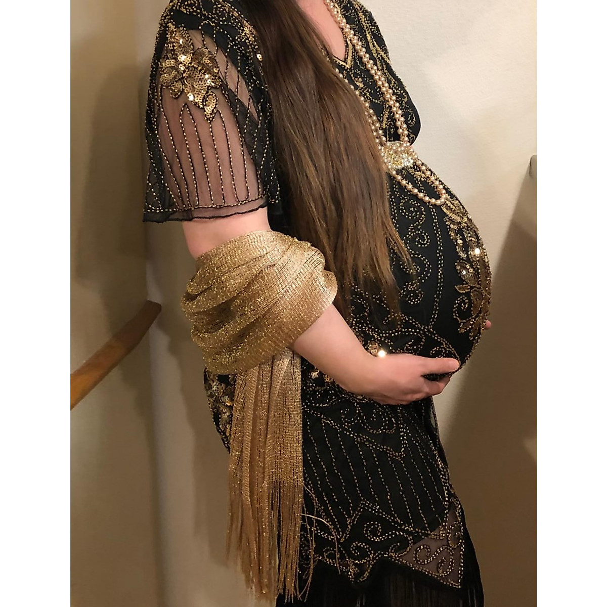 Rheane Shawl Wraps for Women Shawls and Wraps for Evening Dresses Gold Dress Evening Dresses for Women 2024 Wedding Guest Summer (Dark Gold with Gold Glitter)