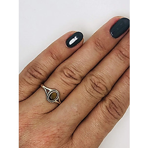 Koral Jewelry Oval Tiger Eye Ethnic Vintage Ring 925 Sterling Silver Boho Chic (7)