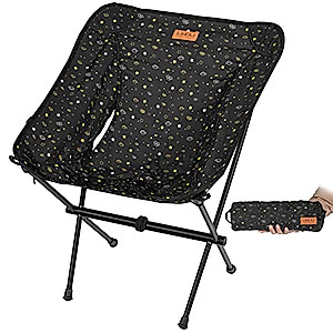 G2 GO2GETHER Star-Moon Printing Lightweight Camping Folding Chair for Adult, 600D Oxford Fabric, Durable Aluminum Alloy Frame, Easy to Storage and Carry, Suit for Camping, Hiking, Go to Beach (Black)