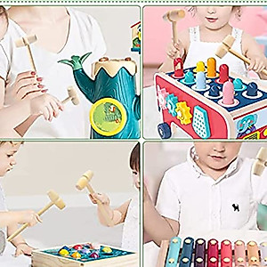 Asixxsix Mini Wooden Hammer, 100Pcs Birch Crab Lobster Mallets Seafood Shellfish Crab Hammer, Breakable Chocolate Heart Wooden Mallet, Wooden Cracking Seafood Tool for Kids