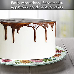 CounterArt Country Fresh 4mm Heat Tolerant Tempered Glass Lazy Susan Turntable 13" Diameter Cake Plate Condiment Caddy Pizza Server