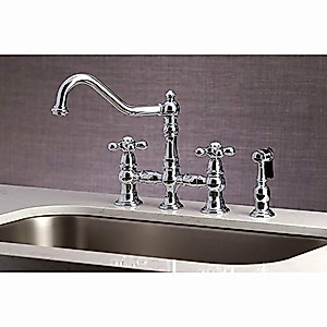 Kingston Brass KS3271AXBS Restoration Bridge Kitchen Faucet, Polished Chrome