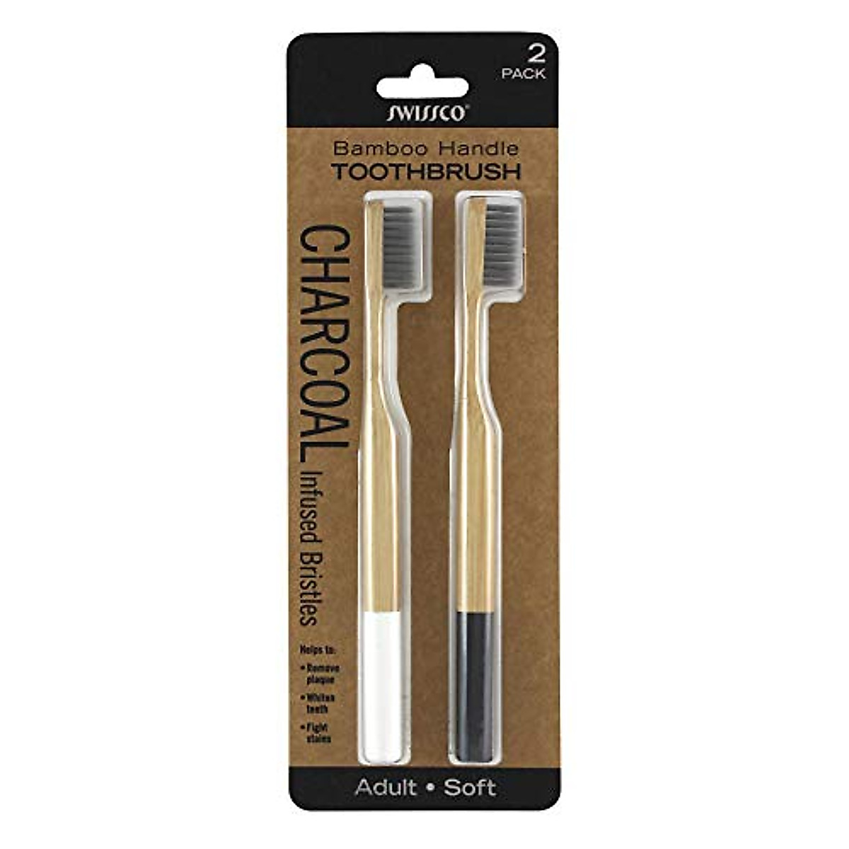SWISSCO Bamboo Handle Toothbrush 2 Count, 1 EA