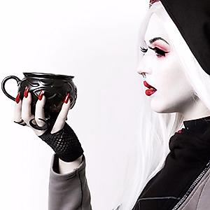 Rogue + Wolf Large Coffee Mug, Big Witch Cauldron Ceramic Mug, Witchcraft Coffee Cups, Ceramic Halloween Decor Spooky Coffee Mugs for Women Porcelain 3D Novelty Gothic Cup Goth Tea Witchy -14 oz 400ml