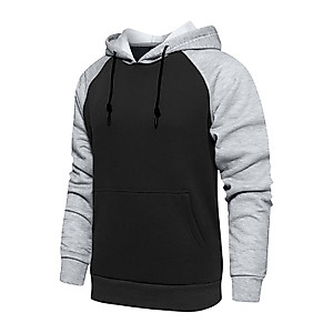Mens Hoodies, Hoodie Men Men's Hoodies Wfh Essentials Street Man Loose Blank Fleece Sweater Large Long Sleeve Hoodie Cropped Colorblock Blue Line Rap Under 20 Dad from (XXL, Dark Gray)