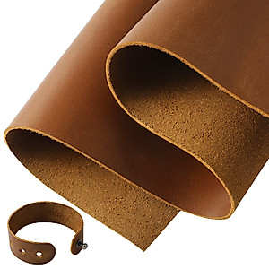 RingSun Bourbon Brown 12''X12'' Leather Sheets for Leather Crafts (2mm), Full Grain Leather Tooling Leather