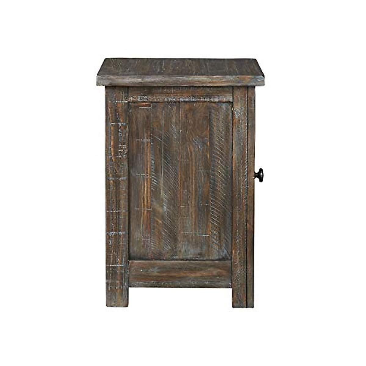 Signature Design by Ashley Danell Ridge Rustic Chair Side End Table with Double Cabinet Doors and 1 Storage Shelf, Brown