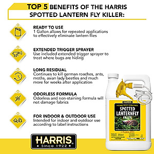 Harris Spotted Lantern Fly Killer, Odorless and Non Staining Ready to Use Spray, 128oz