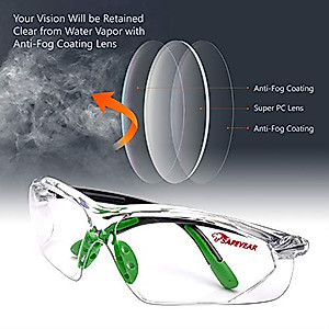 SAFEYEAR Anti Fog Z87 Safety Glasses for Men & Women Protective Eyewear Lab Work Glasses
