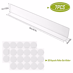 WXJ13 7 Pack 15.75" L x 2.4" H Under Sofa Blocker Clear,Acrylic Couch Blocker,Toy Blocker for Under Couch with 30 Double Sided Adhesive Spots,Prevent Pets or Things from Getting Under The Furniture