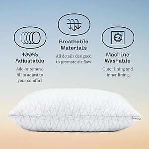 Coop Home Goods Original Loft Pillow Queen Size Bed Pillows for Sleeping - Adjustable Cross Cut Memory Foam Pillows - Medium Firm Back, Stomach and Side Sleeper Pillow - CertiPUR-US/GREENGUARD Gold