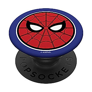 Marvel Spider-Man Web Face Blue Circle Logo PopSockets PopGrip: Swappable Grip for Phones & Tablets